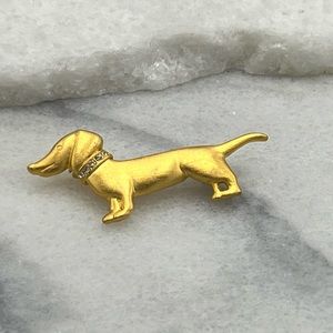 Jewelry | Nwot Gold Daschund Dog With Crystal Collar Brooch Pin | Poshmark
